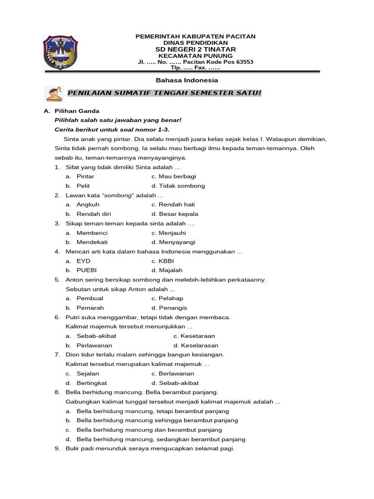 PTS B Indonesia 2024-2025 | PDF