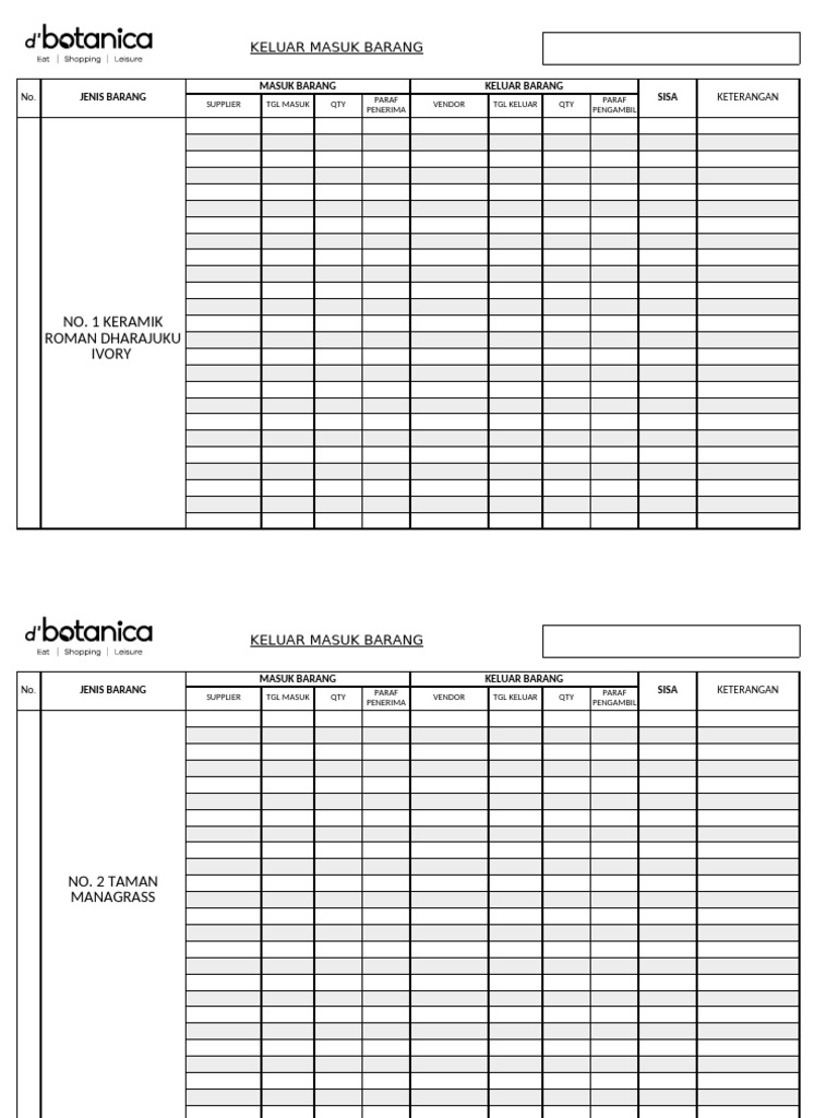Form Keluar Masuk Barang | PDF