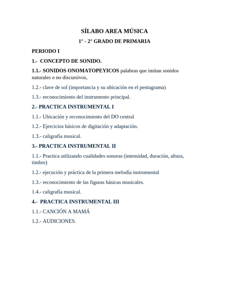 Sílabo Area Música | PDF