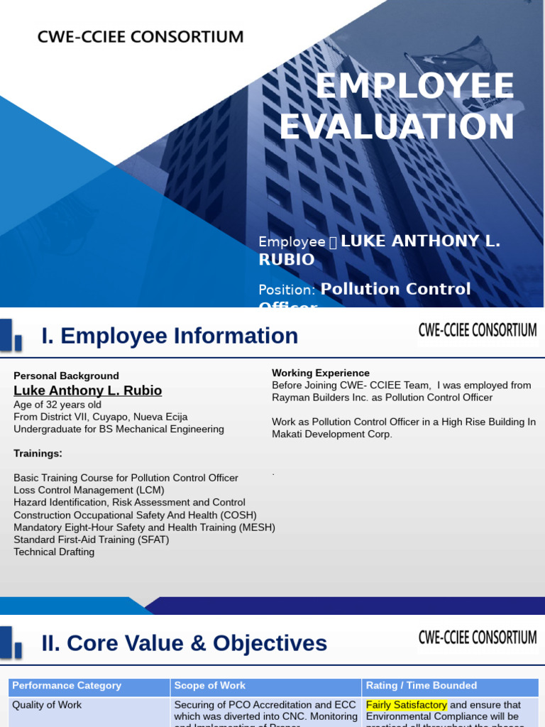 Employee Evaluation: Luke Rubio PCO | PDF | Occupational Safety And ...