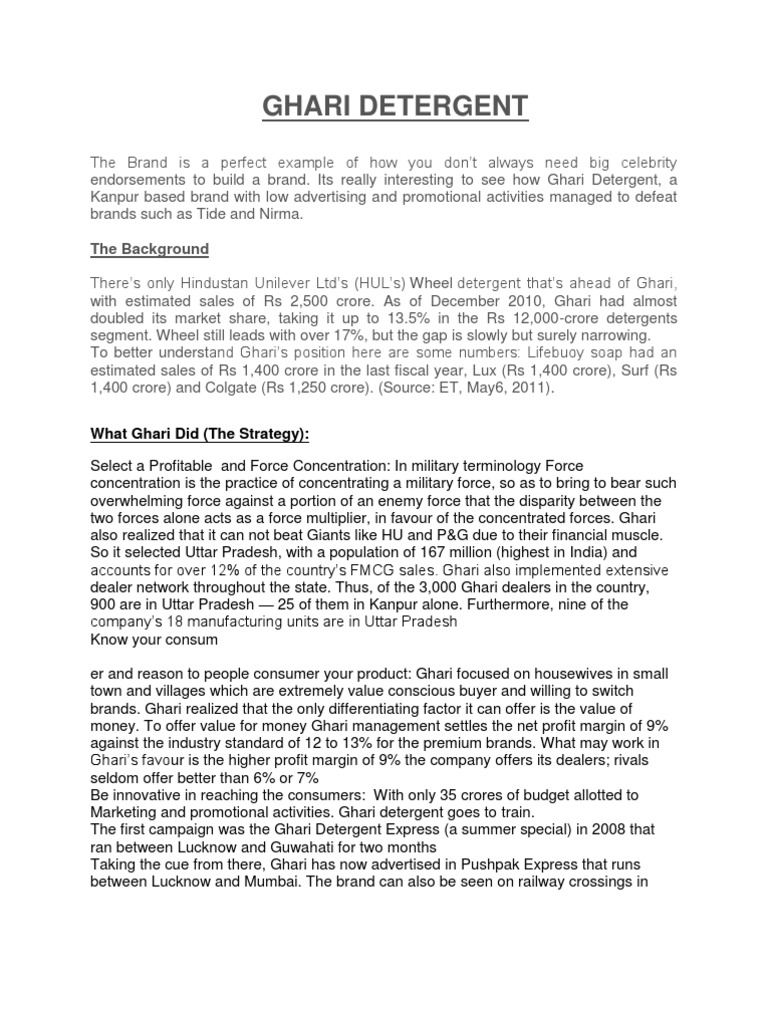 Ghari Detergent | PDF | Market (Economics) | Economies
