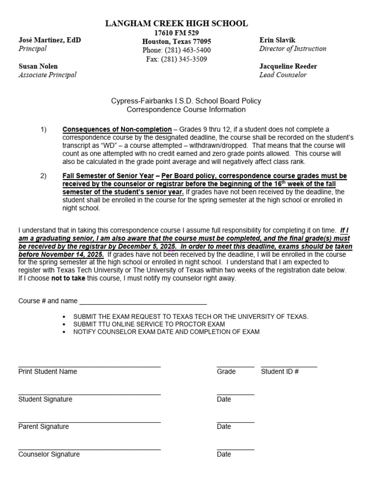 Correspondence Course Request Form | PDF | Educational Stages