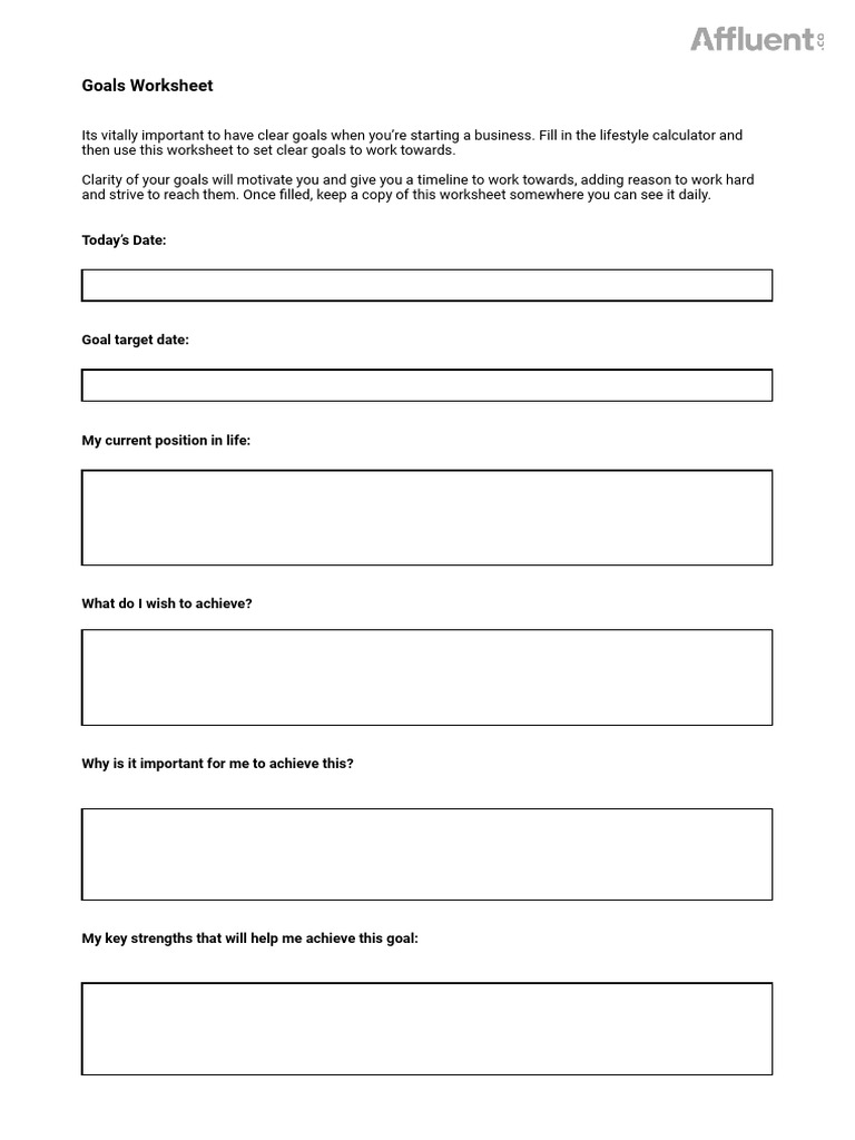 Goals Worksheet | PDF