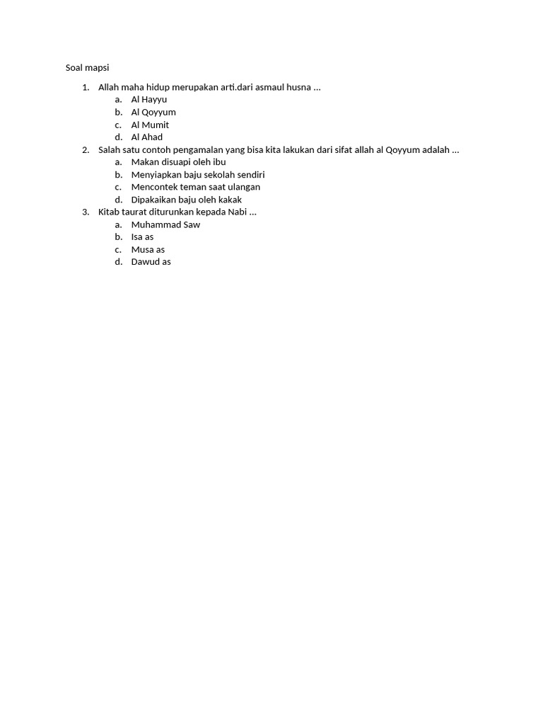 Soal Mapsi Kelas 5 | PDF