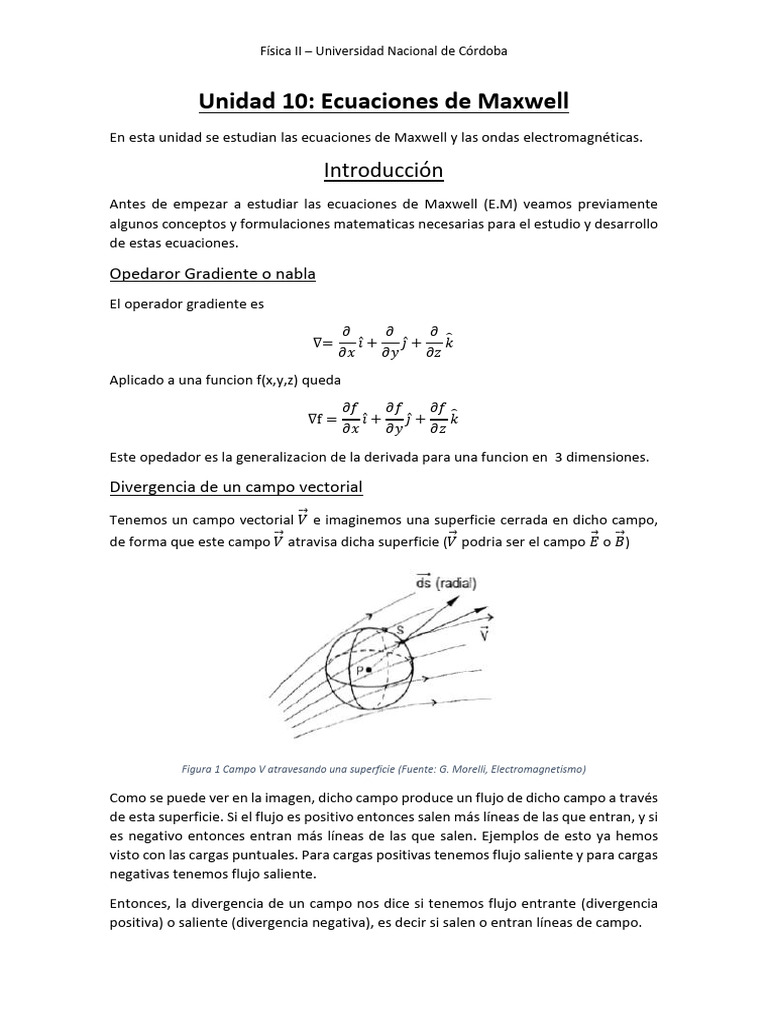 Unidad 10- Ecuaciones de Maxwell | PDF | Divergencia | Flujo