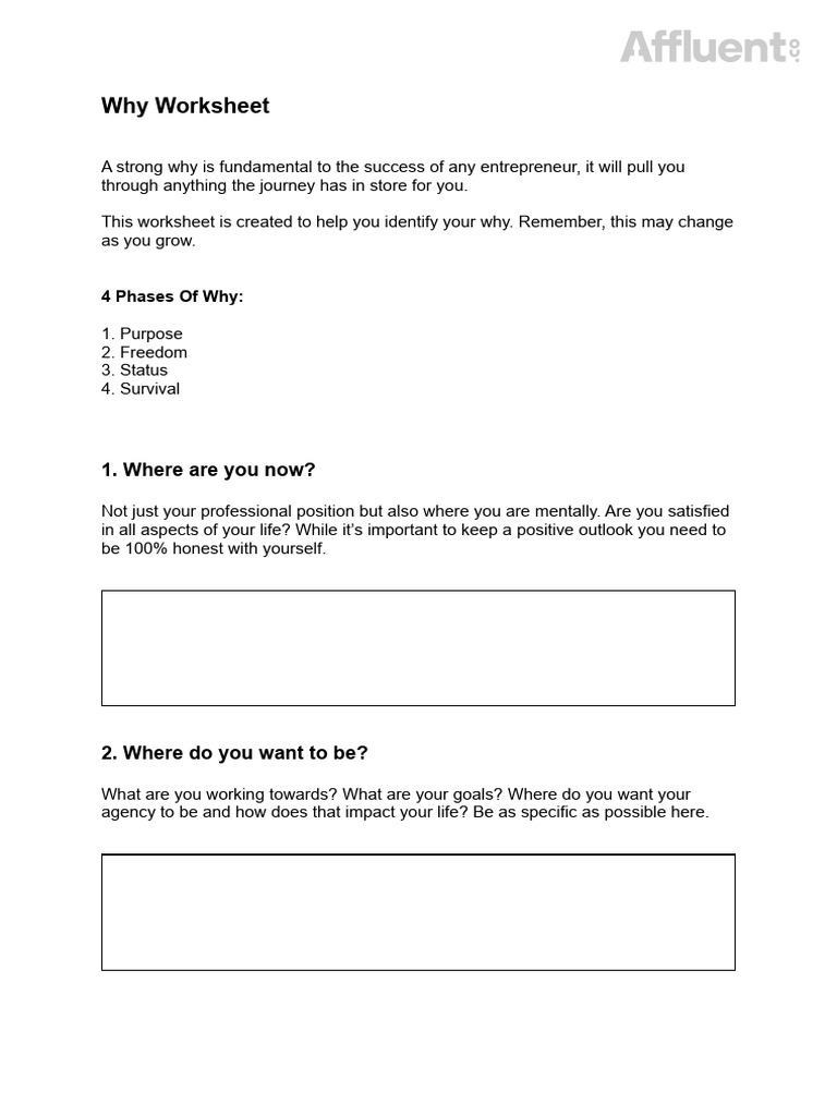 Why Worksheet - Affluent - Co | PDF