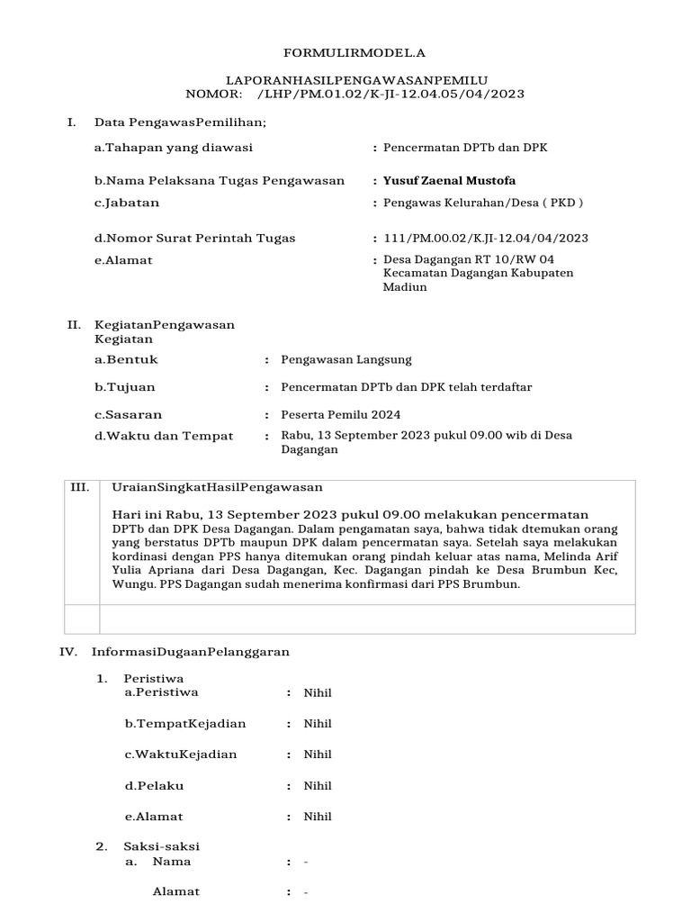 FORM A Dagangan 3 | PDF