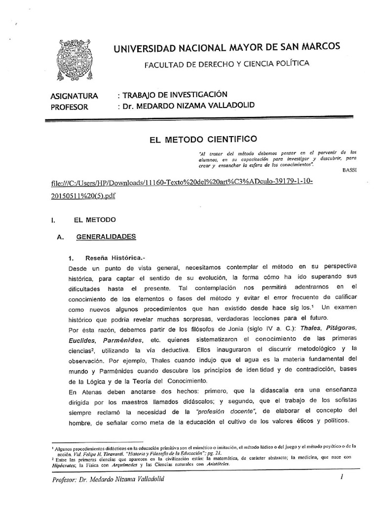 Lectura. El Método Científico | PDF