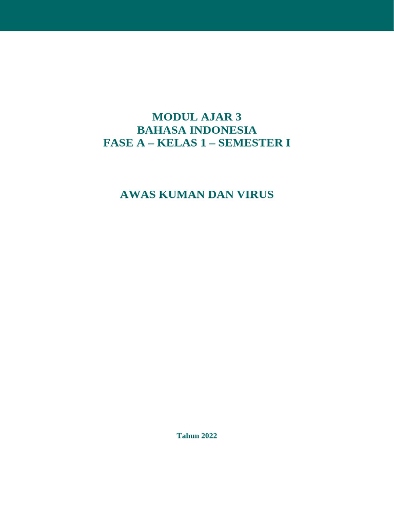 Modul Ajar Bahasa Indonesia Kelas 1 | PDF