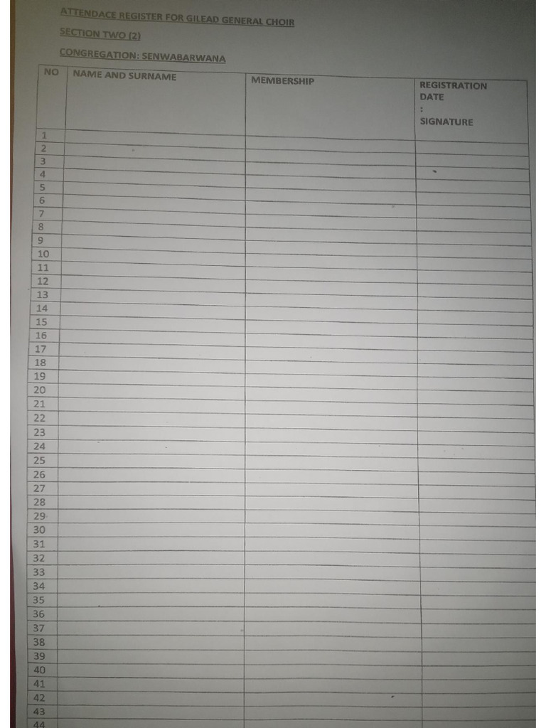 PDF Attendance Register | PDF