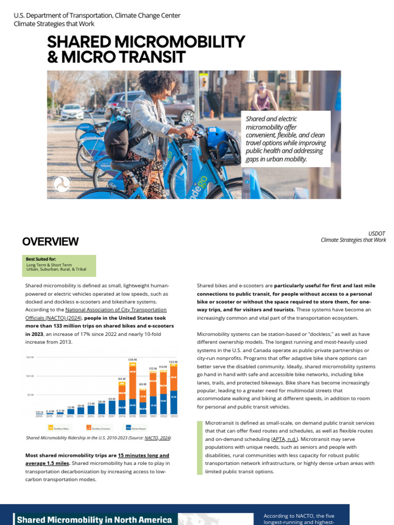 Shared Micromobility & Microtransit | PDF | Climate Change Mitigation | Transport