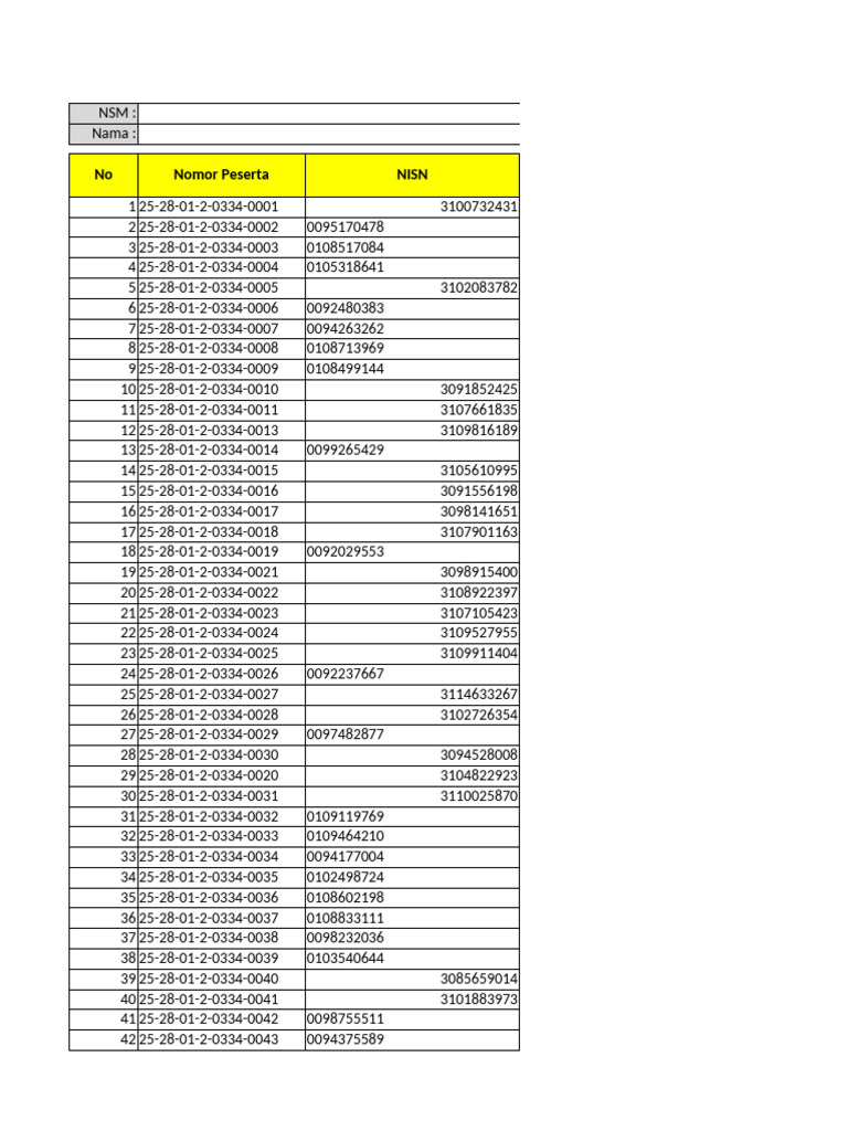 Template Data Siswa | PDF