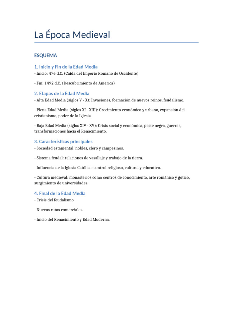 La Epoca Medieval | PDF