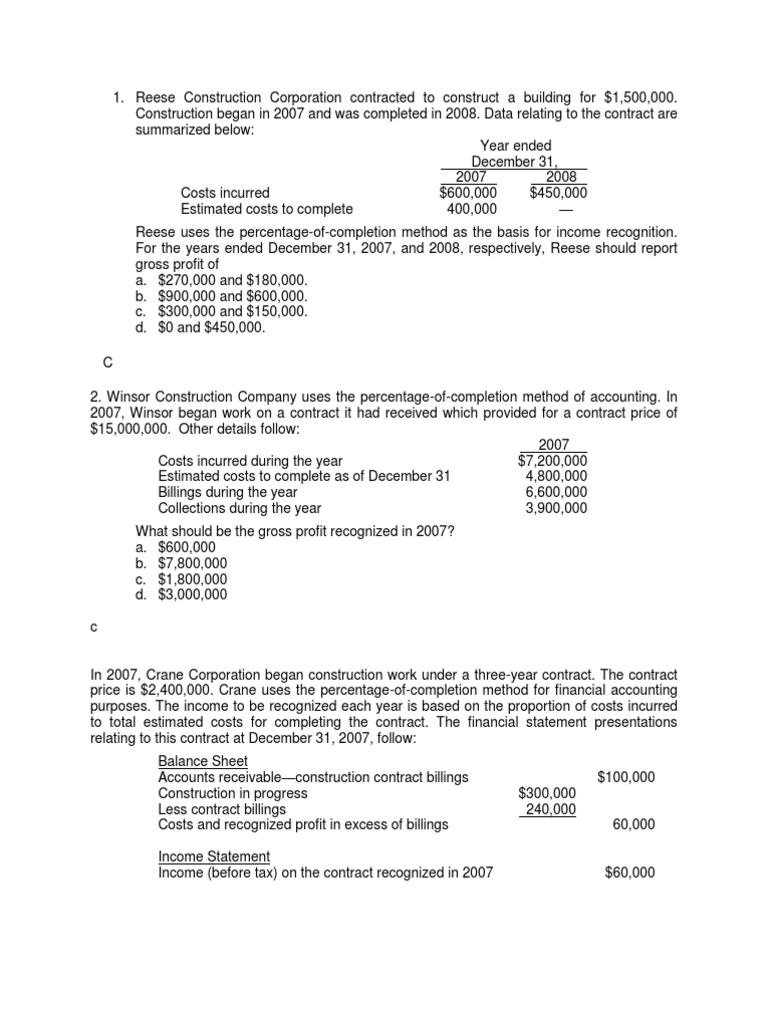 Long Term Construction Contracts | PDF | Revenue | Accounting