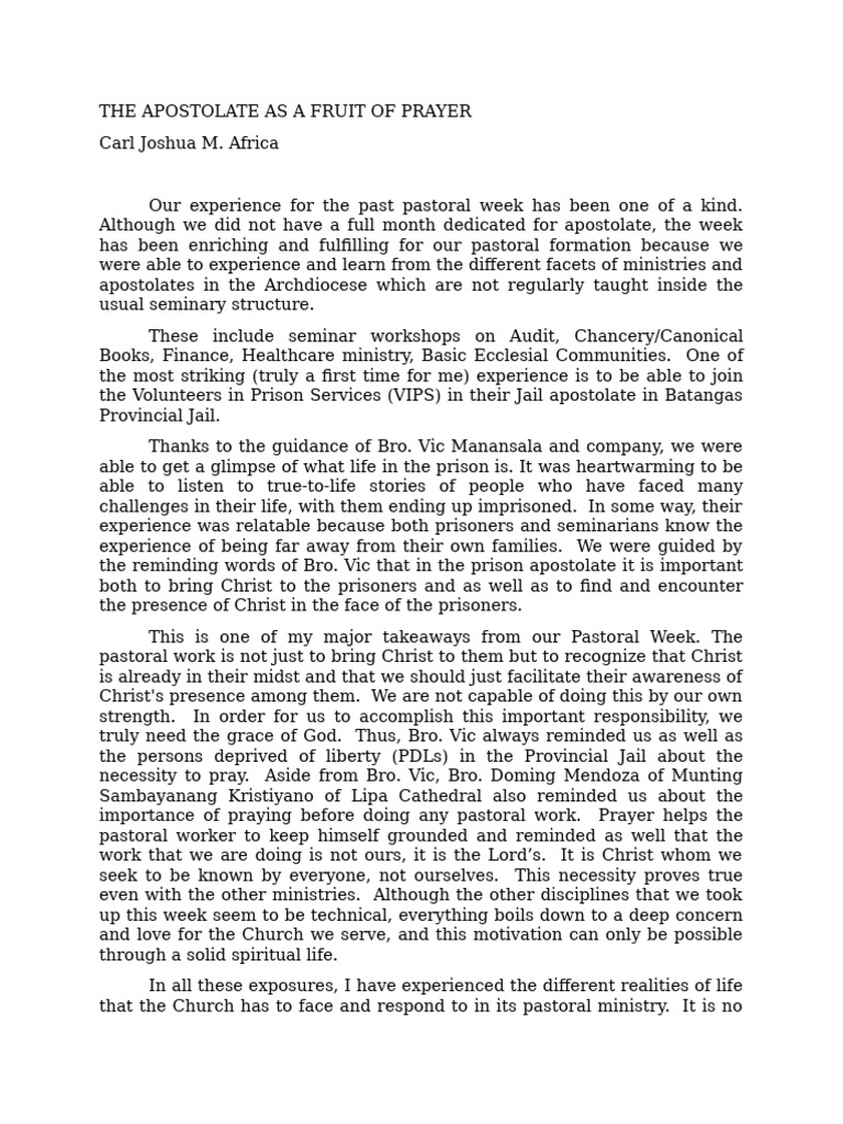 AFRICA - Pastoral Week Reflection | PDF | Seminary | Religious Belief ...