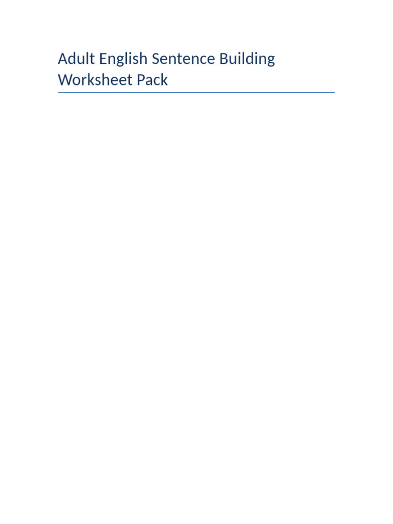 Adult English Sentence Building Worksheets | PDF | Lunch | Cuisine