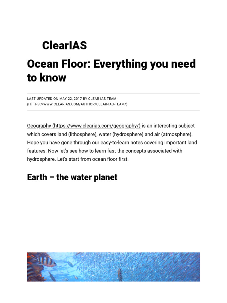 Relief of Ocean floor--OCEANOGRAPHY VVM | PDF | Continental Shelf | Coast