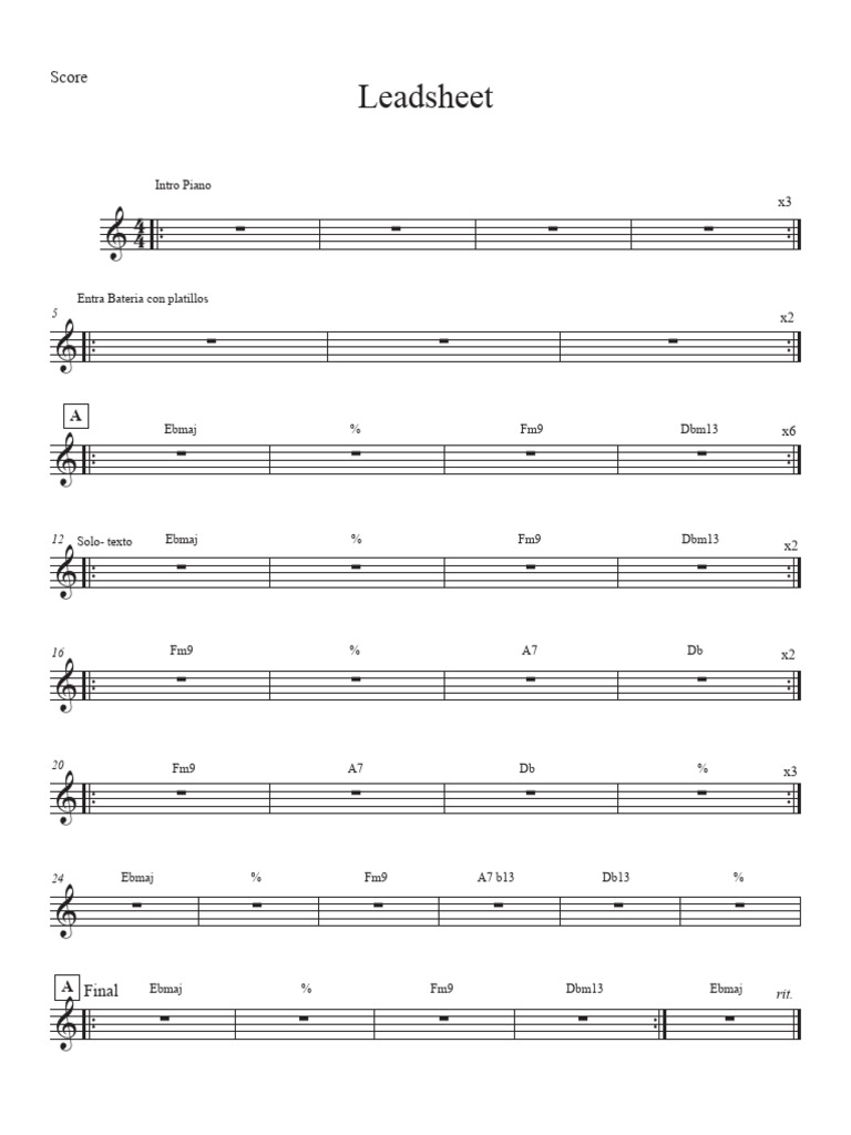 Leadsheet Bateria - Score | PDF