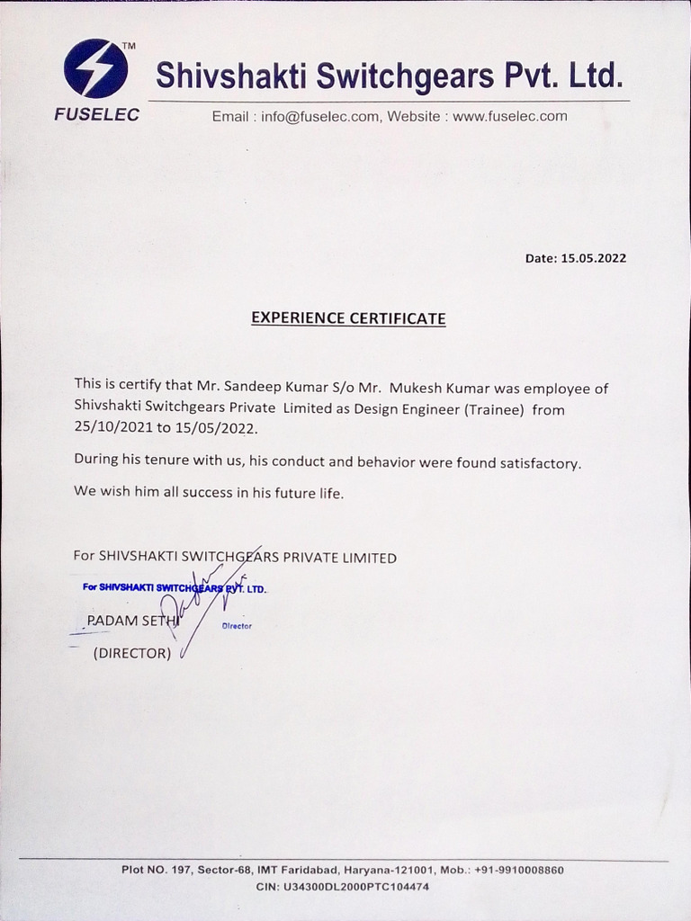 Experience Certificate | PDF