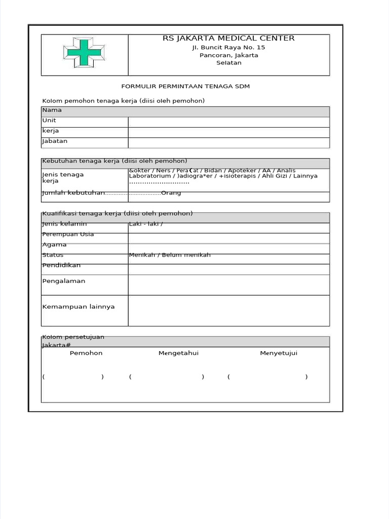 PDF Formulir Permintaan Tenaga Dari Unit | PDF
