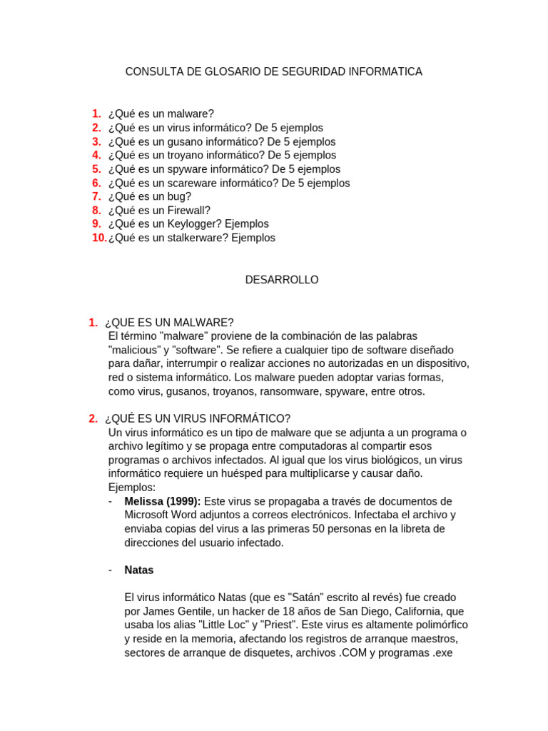 Consulta de Glosario de Seguridad Informatica | PDF | Virus de computadora | Malware