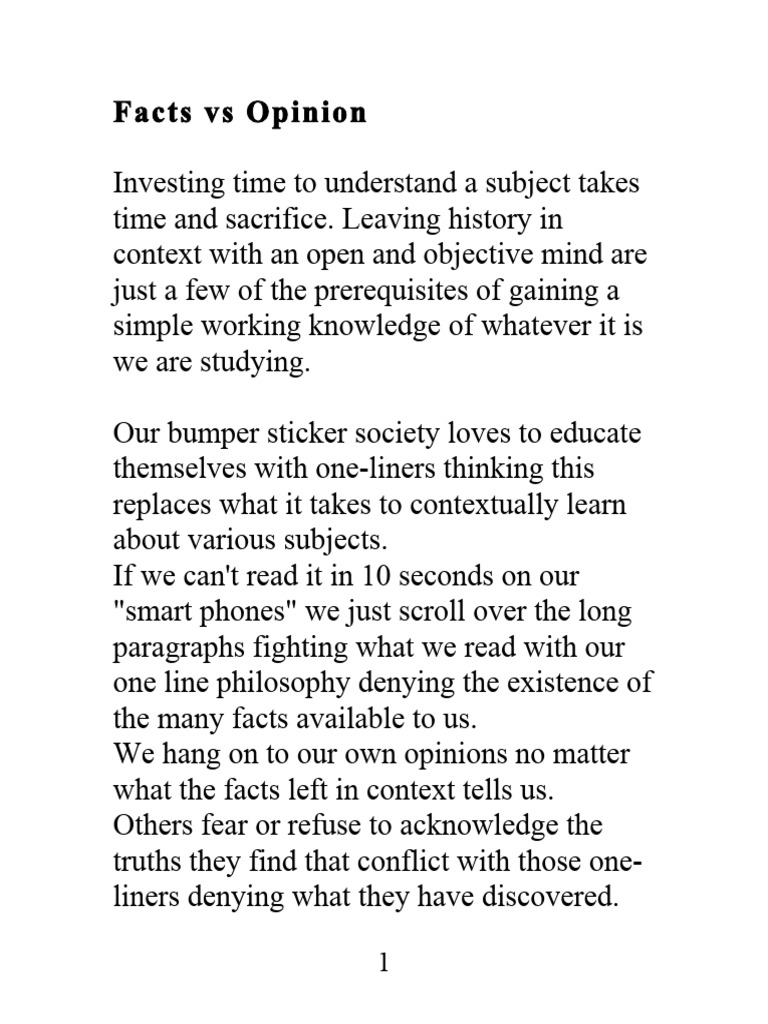 Facts Vs Opinion | PDF | Confederate States Of America | Southern ...