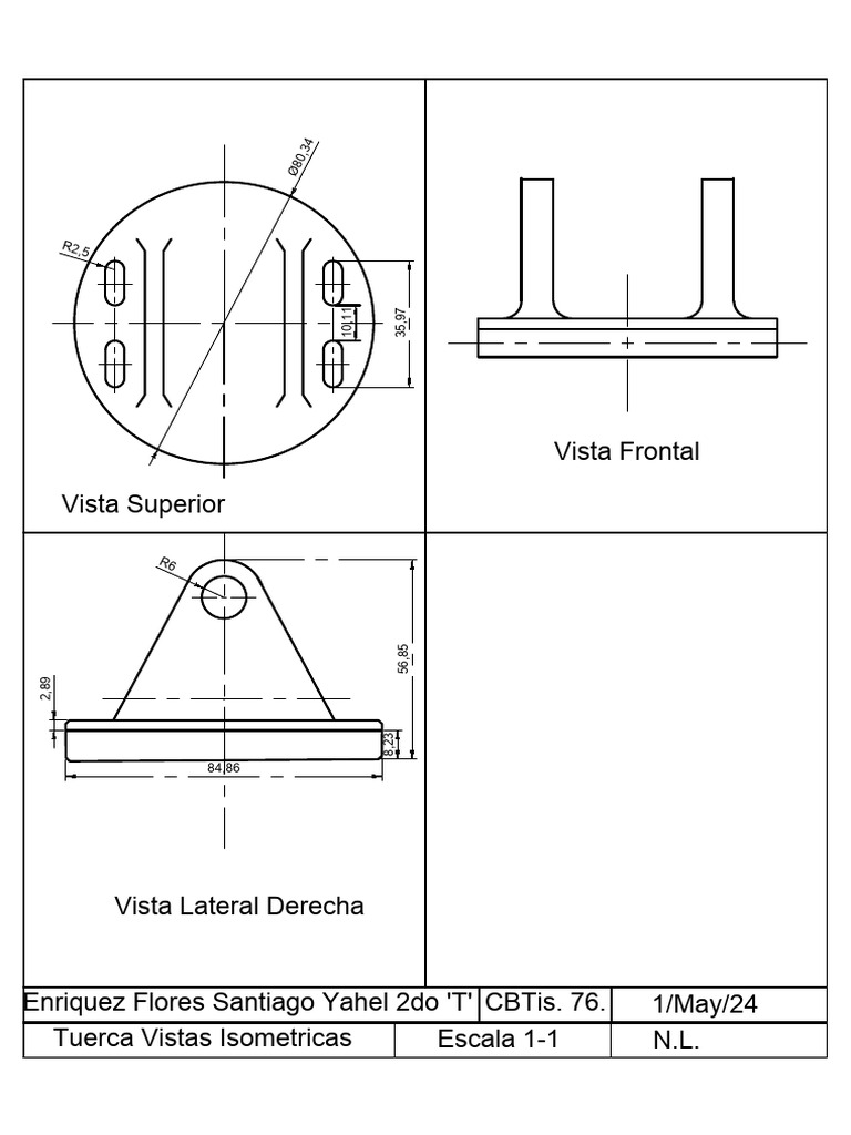 Dibujos Isometricos Yahel-Modelo Tuerca | PDF