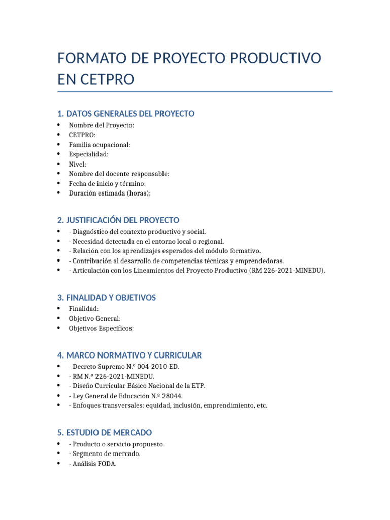 Formato Proyecto CETPRO | PDF