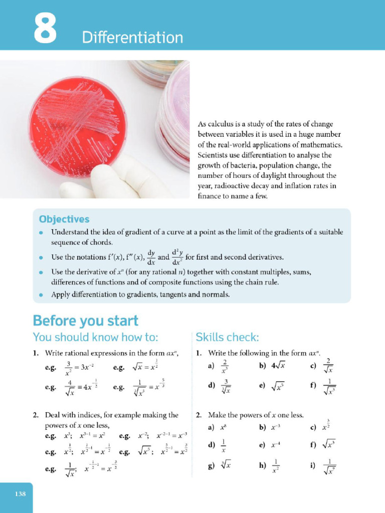 Chapter 8 - Differentiation - Complete Pure Mathematics 1 For Cambridge Inter | PDF
