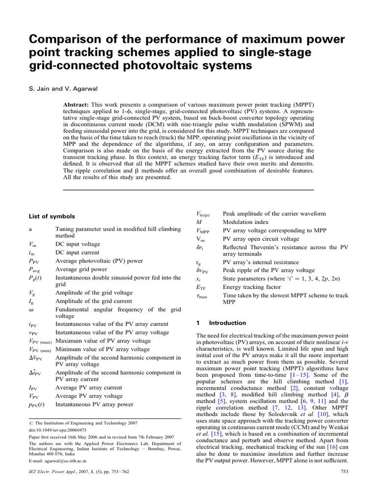 Module10 AddendumB MPPT IET 2007 | PDF | Photovoltaic System | Power ...