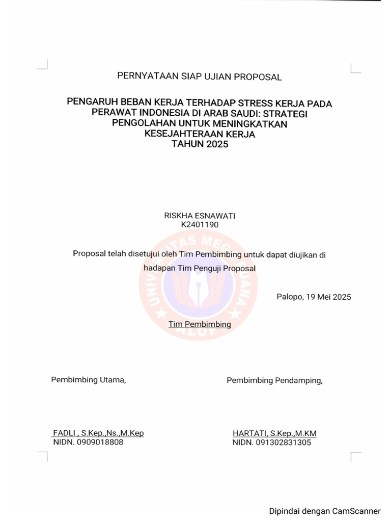 Surat Pernyataan Setuju Ujian Proposal Riskha Esnawatu K2401190 | PDF