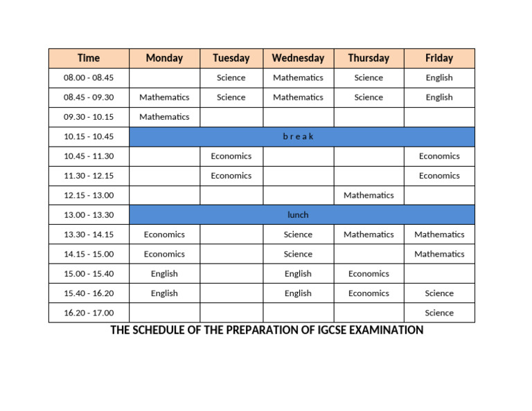 igcse prep schedule | PDF