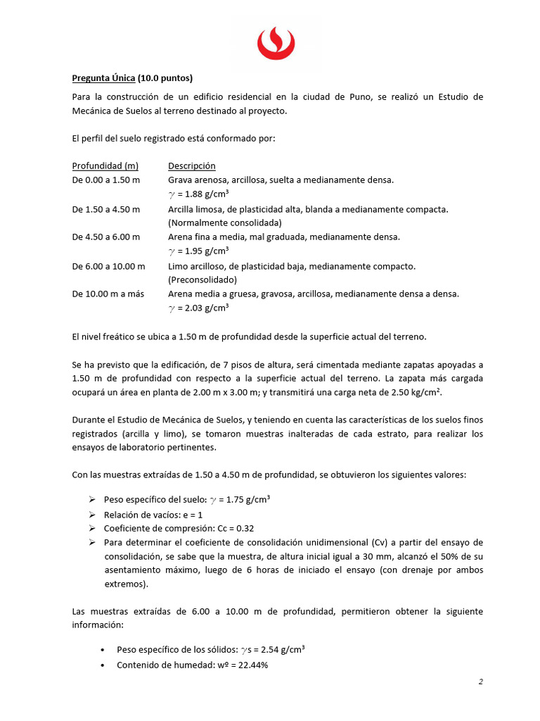 Parte B Exam Final Mecánica de Suelos (2021-1) | PDF | Mecánica de ...