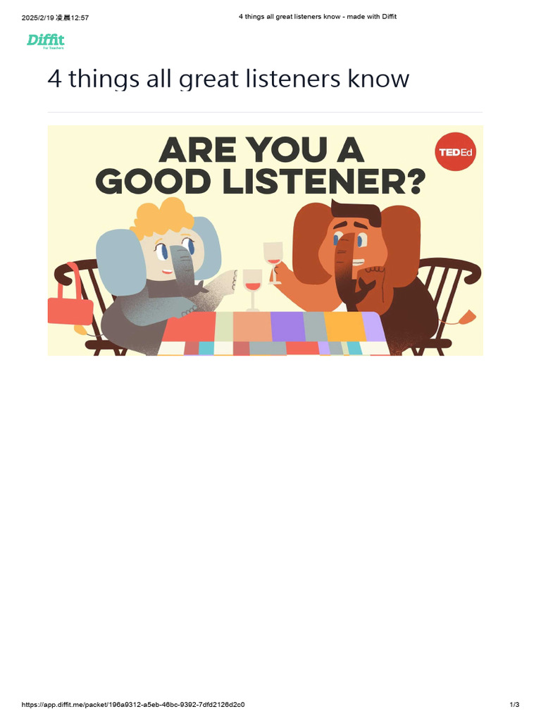 4 Things All Great Listeners Know - Made With Diffit | PDF | Attention ...