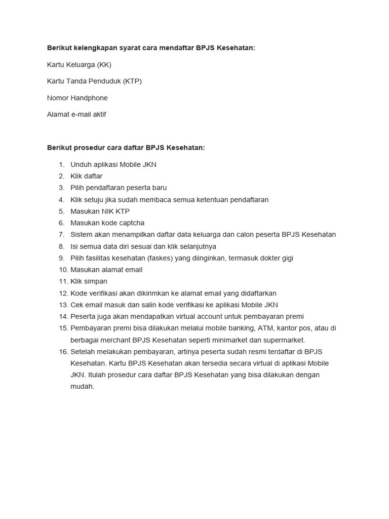 Cara Mudah Daftar BPJS Kesehatan | PDF