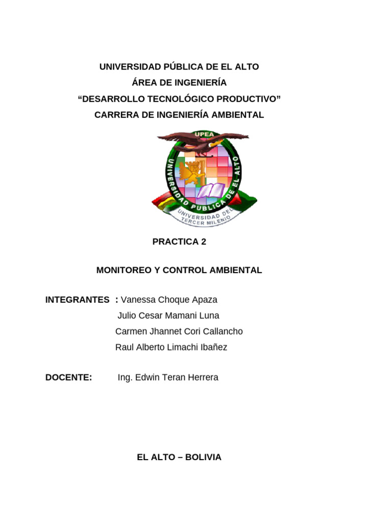 Práctica N 2 Grupal Monitoreo | PDF | Entorno natural | Contaminación