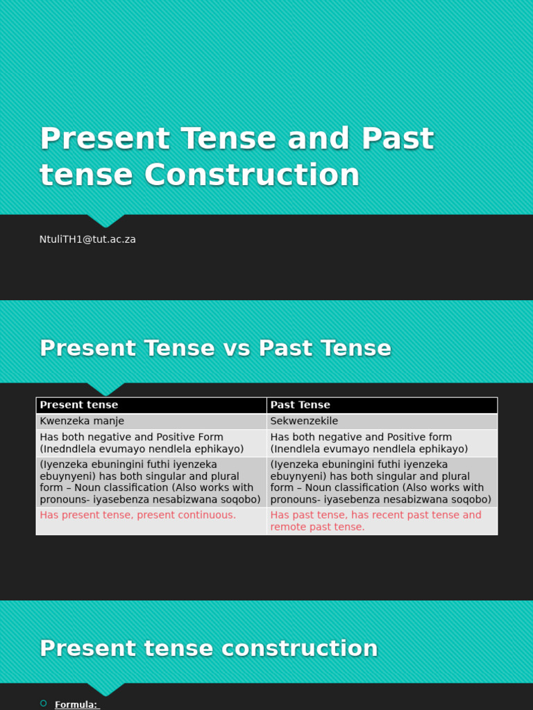 Present Tense, Past Tense and Future Tense Construction | PDF ...