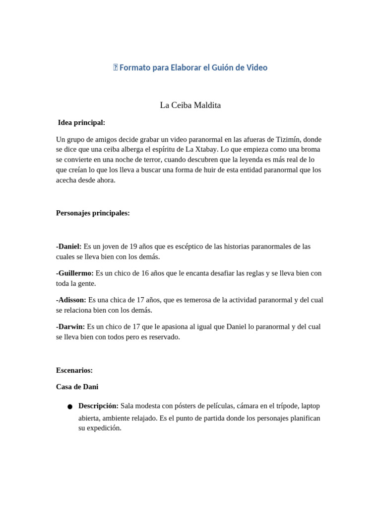 Formato Guion Video | PDF