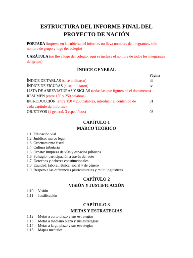 Estructura Del Informe Final P.N. | PDF