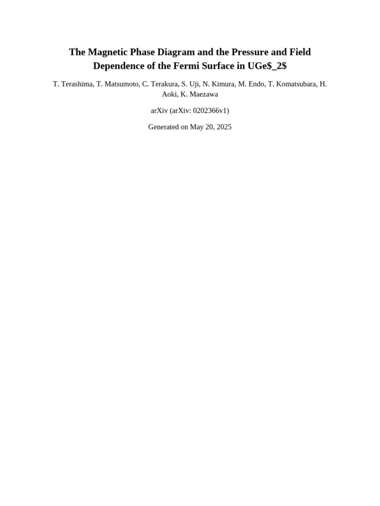 The Magnetic Phase Diagram and The Pressure and Fi | PDF