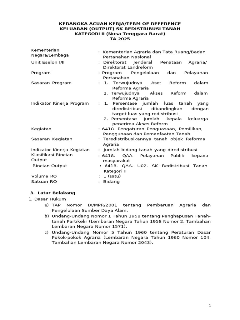6418.qaa.u02. Tor SK Redistribusi Kategori Ii (Tor) | PDF