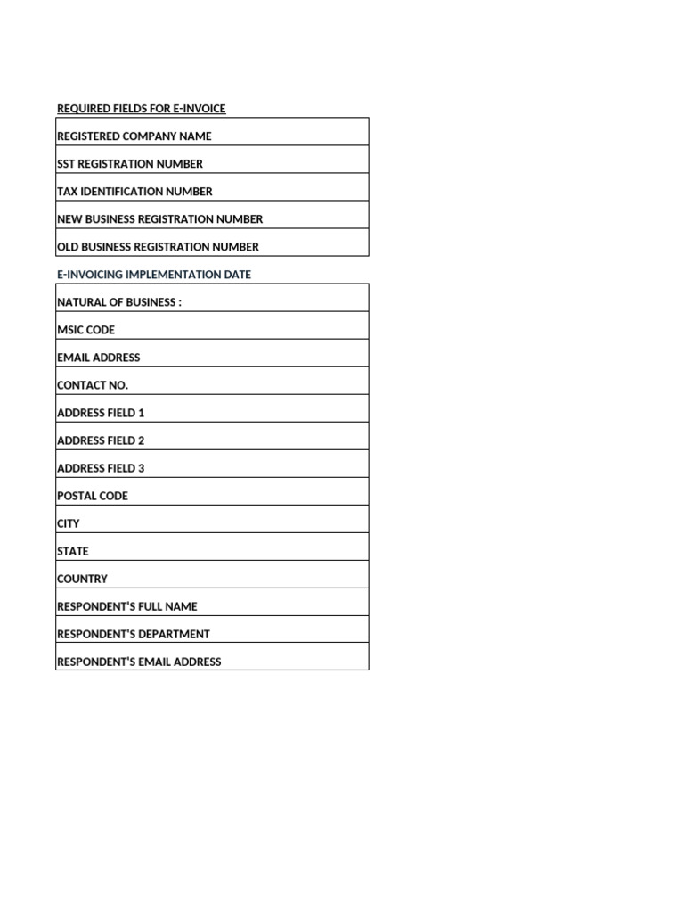 E-Invoice Form FISB Template | PDF