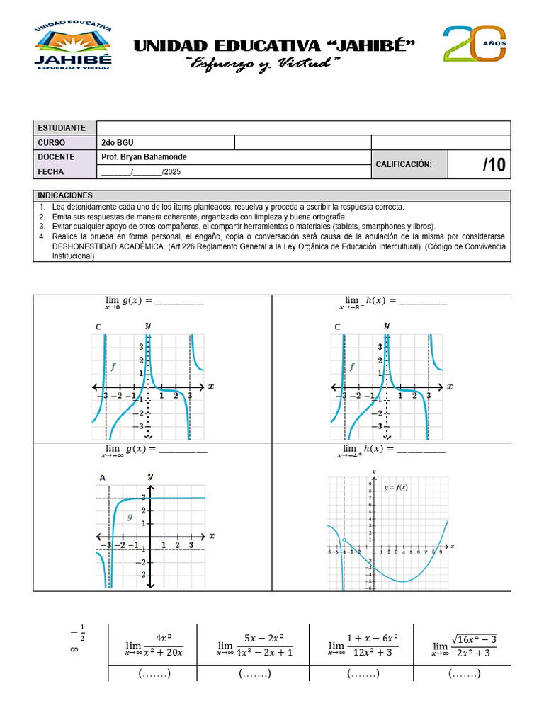 Ev. U5. 2do BGU | PDF | Matemáticas | Análisis matemático