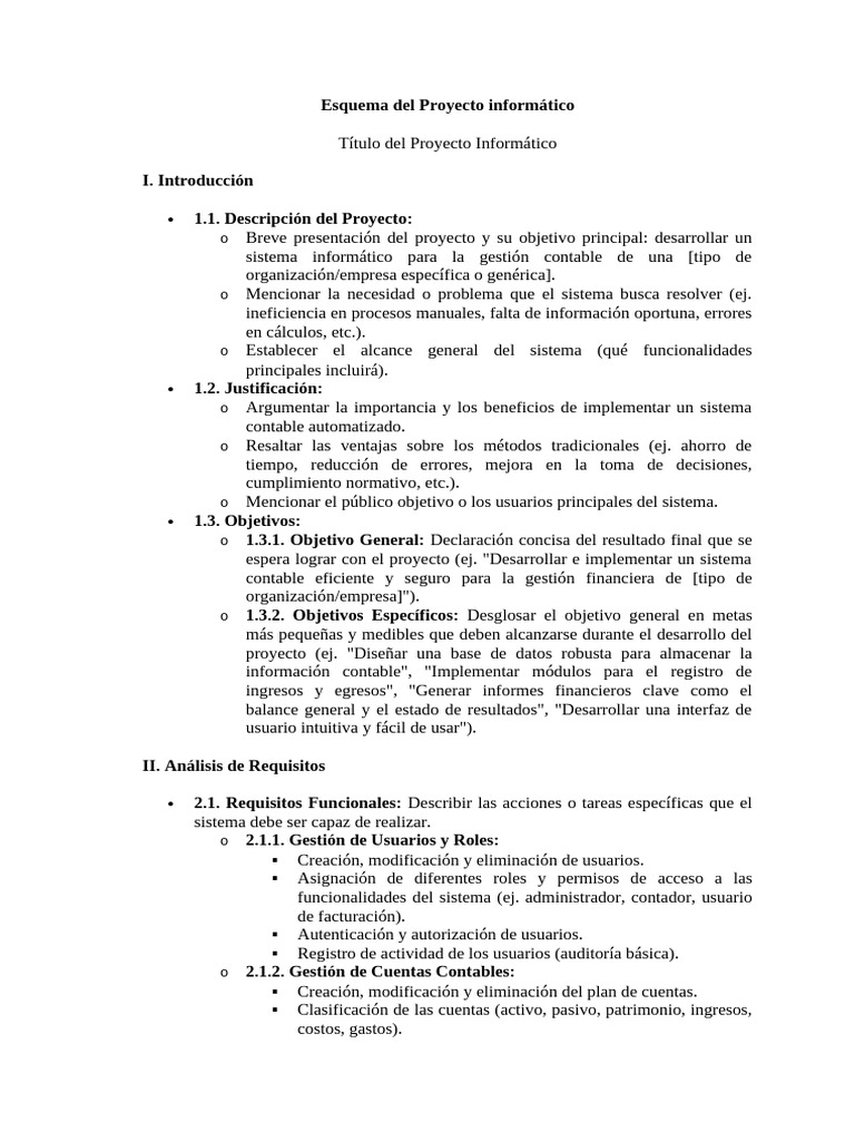 Esquema Del Proyecto Informatico | PDF | Contabilidad | Informática