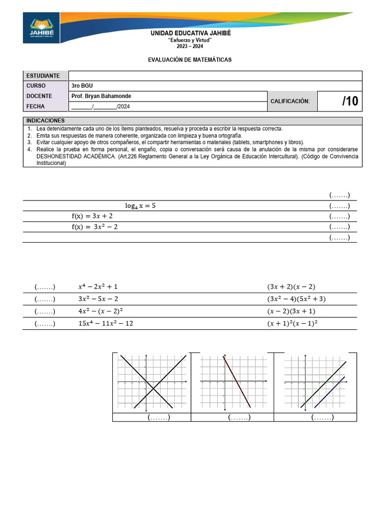 3ro BGU Ev. Admisión | PDF | Matemáticas