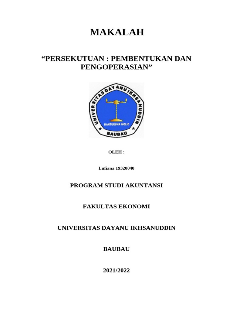 MAKALAH 1 Lufiana (19320040) PERSEKUTUAN | PDF