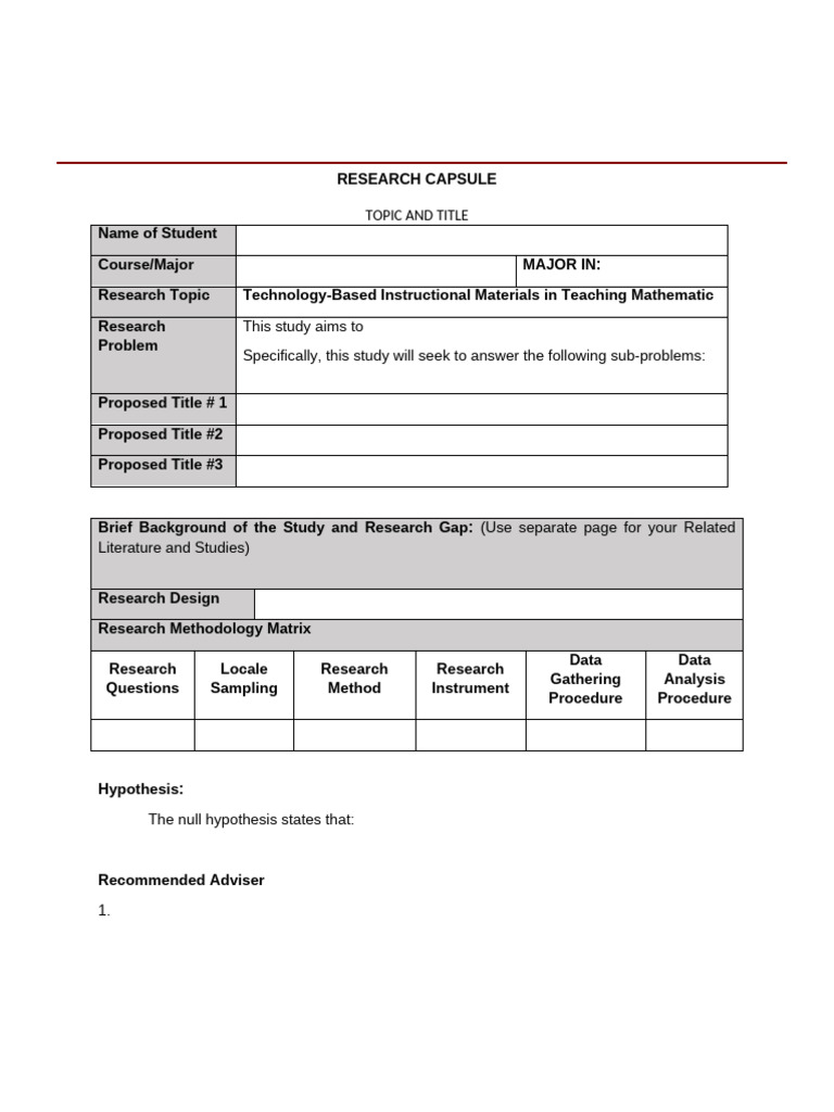 Research Capsule Template | PDF