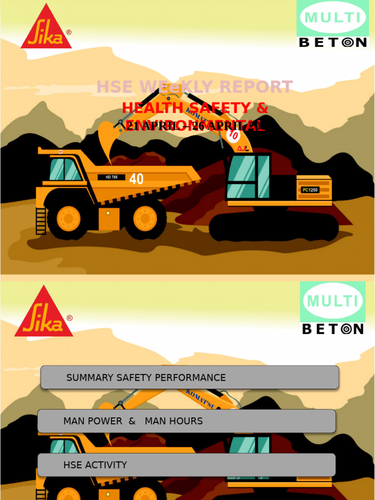 Contoh PPT HSE WEEKLY REPORT Pemancangan | PDF