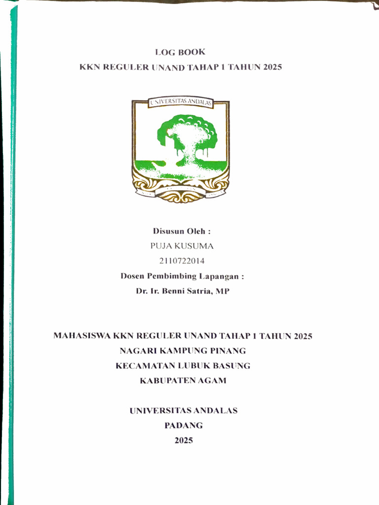 Logbook Puja Kusuma (2110722014) | PDF