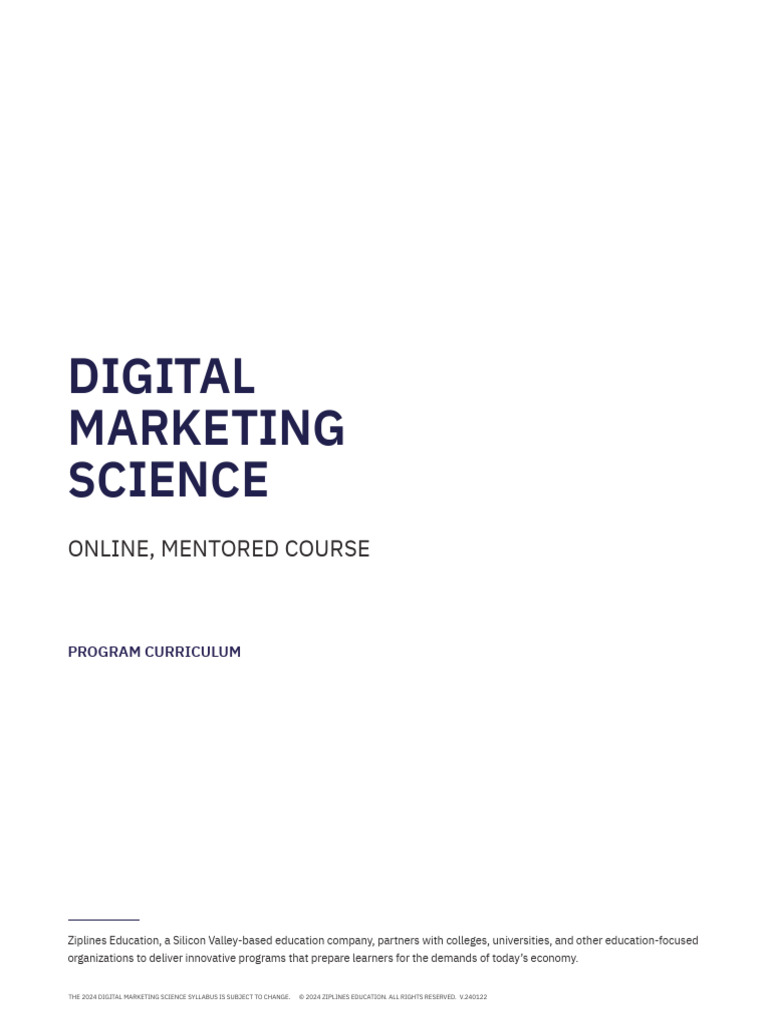Digital Marketing Science Syllabus 240122 | PDF | Digital Marketing ...